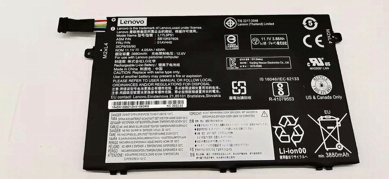 01AV448 New Genuine Lenovo ThinkPad E480 E485 E490 E580 Battery 45Wh ...