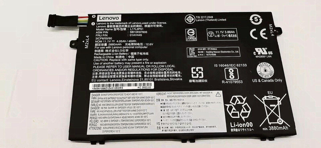 01AV448 New Genuine Lenovo 01AV445 01AV446 01AV447 L17C3P51 Battery ...